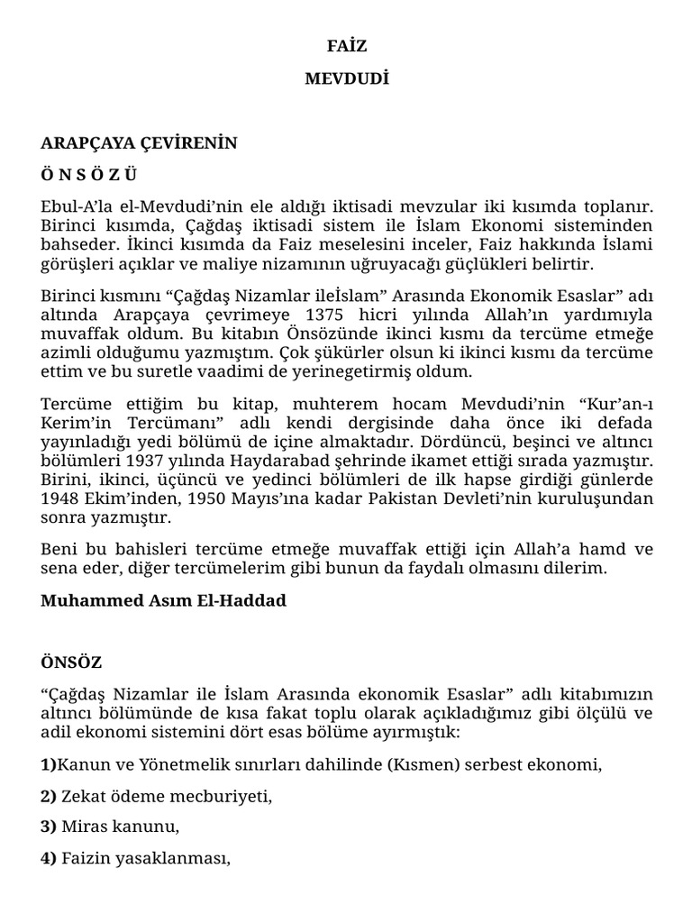 İmam Mevdudi - Faiz | PDF