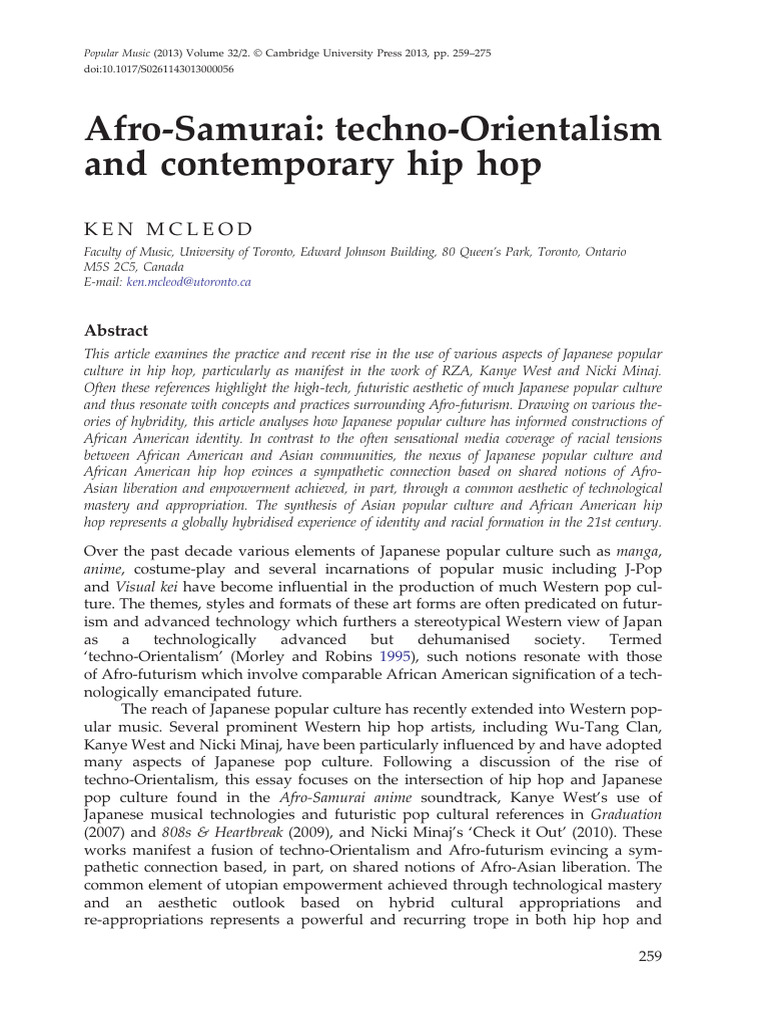 Techno-Orientalism and Contemporary Hip Hop | PDF
