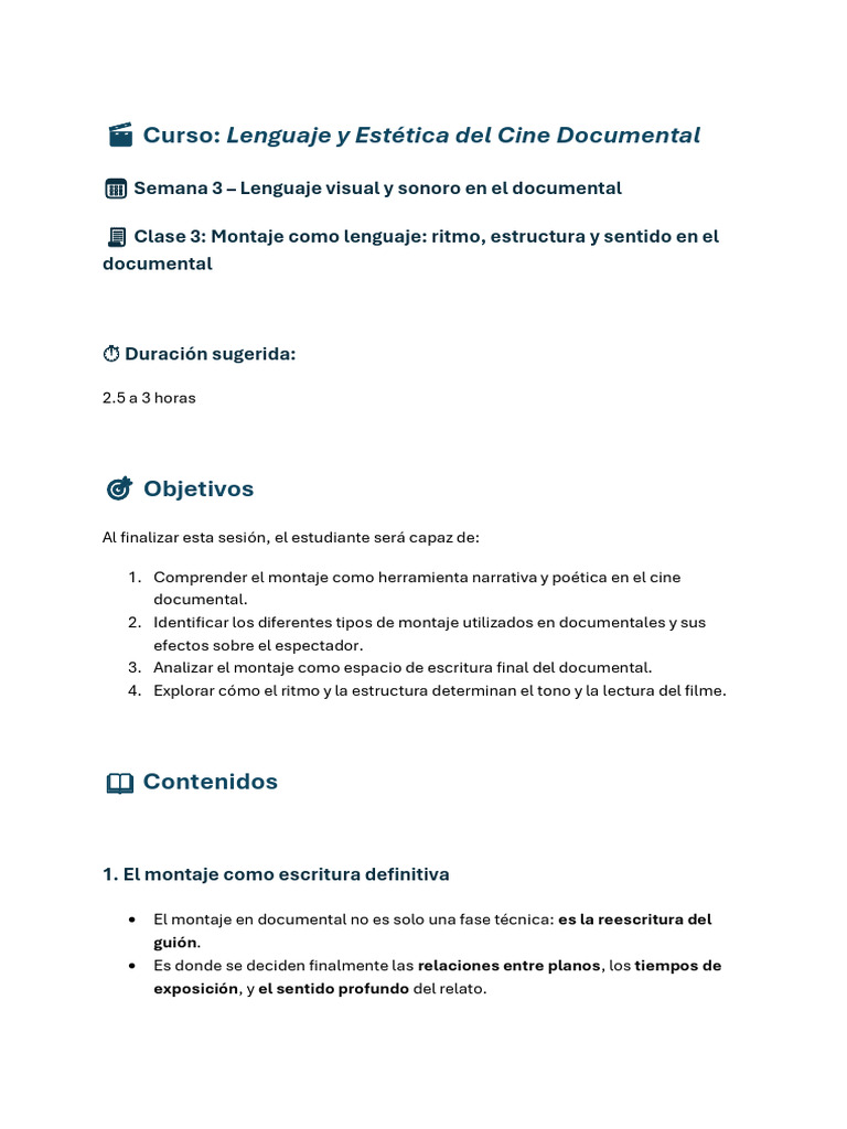 Montaje Como Lenguaje, Ritmo, Estructura y Sentido en El Documental | PDF | Ritmo