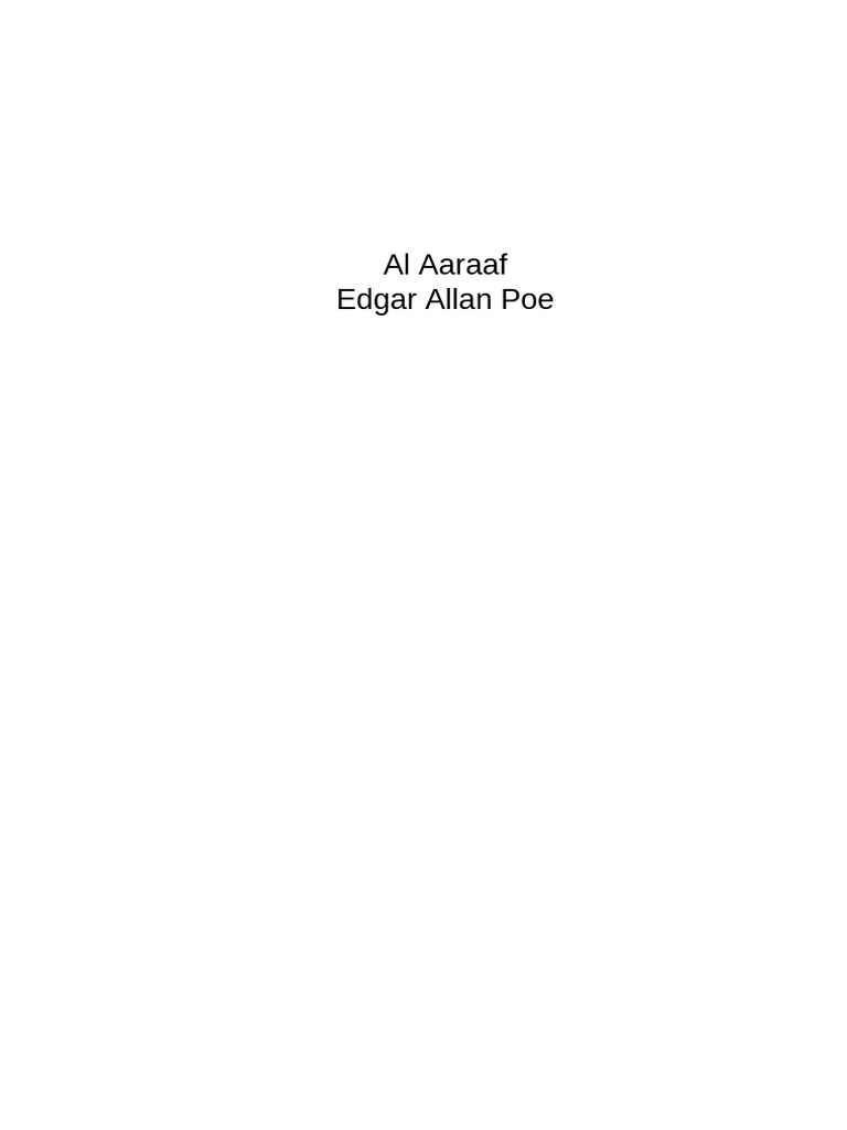 Al Aaraaf Edgar Allan Poe | PDF