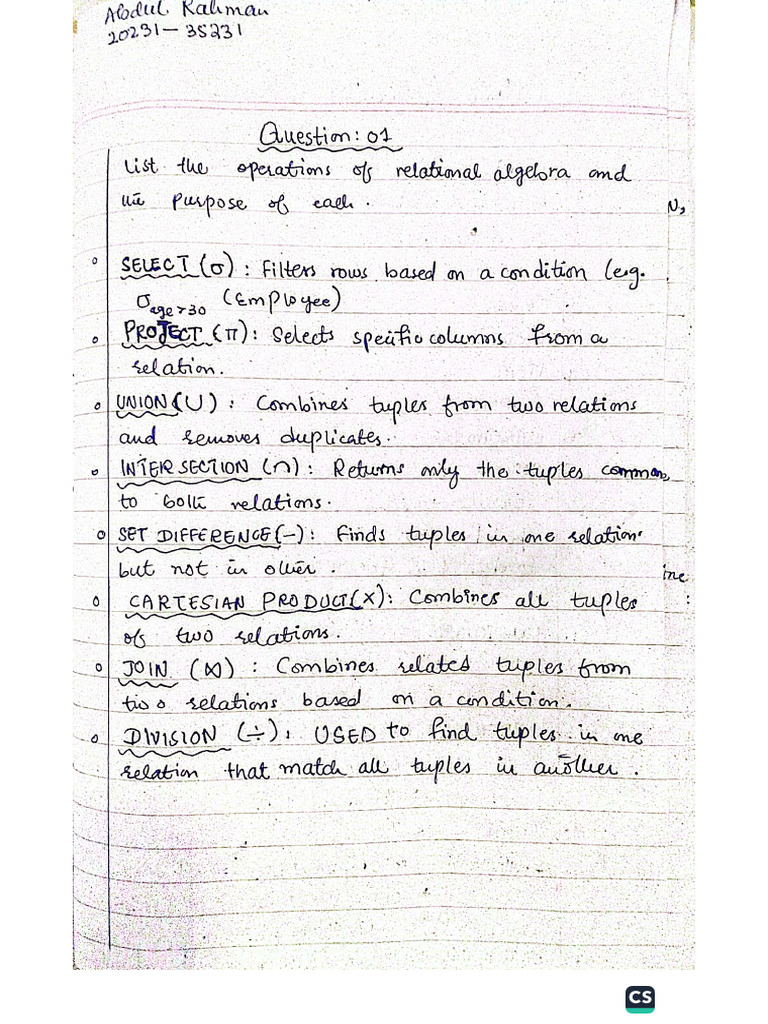 Rel Algebra Operations Pdf
