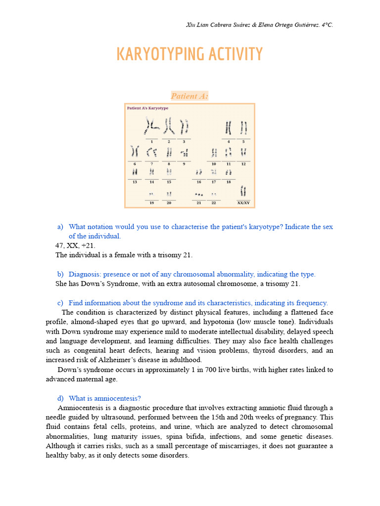 Xiu Lian and Elena - Karyotypes | PDF | Down Syndrome | Human Diseases ...