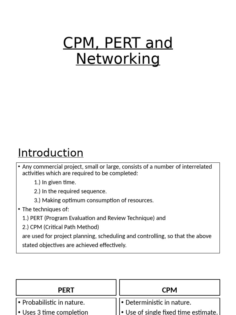 CPM, PERT and Networking | PDF | Applied Mathematics