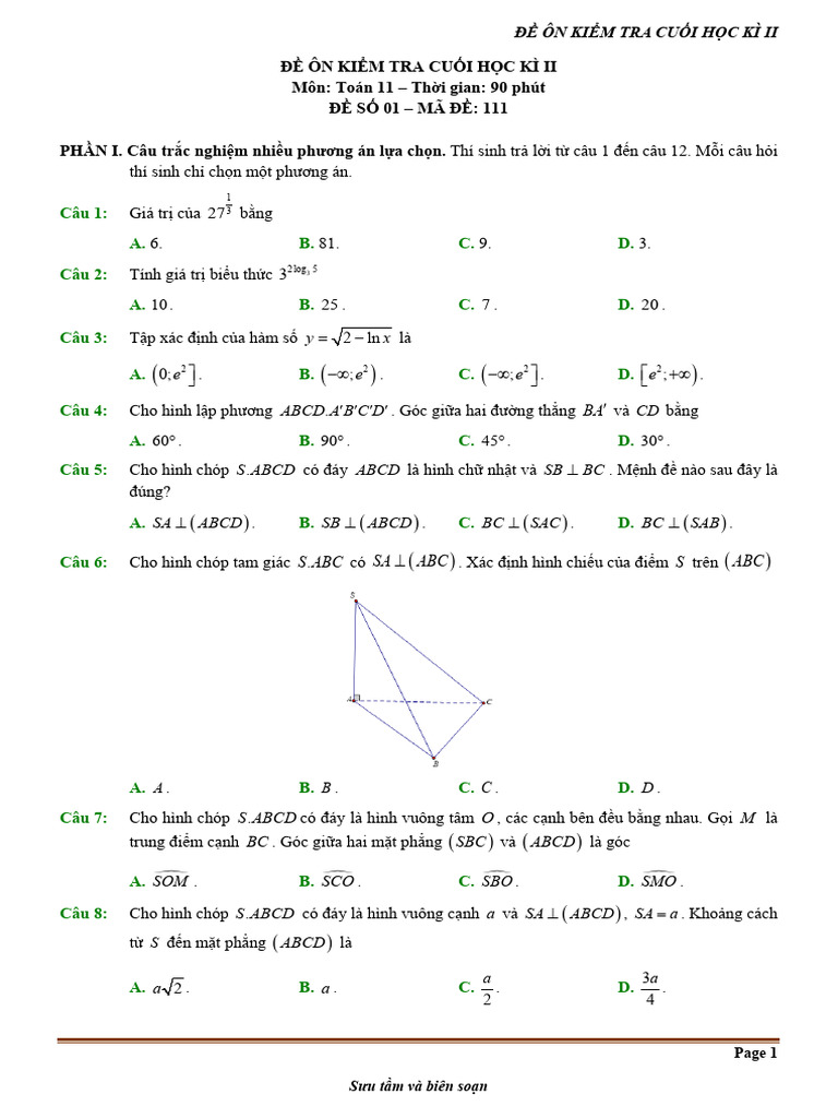 10 de on Tap Kiem Tra Cuoi Hoc Ki 2 Toan 11 Ctst Cau Truc Moi 3 2 2 3 2 | PDF