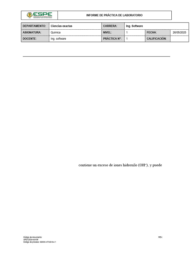 Inf Practica Laboratorio v2 | PDF | Valoración | Química