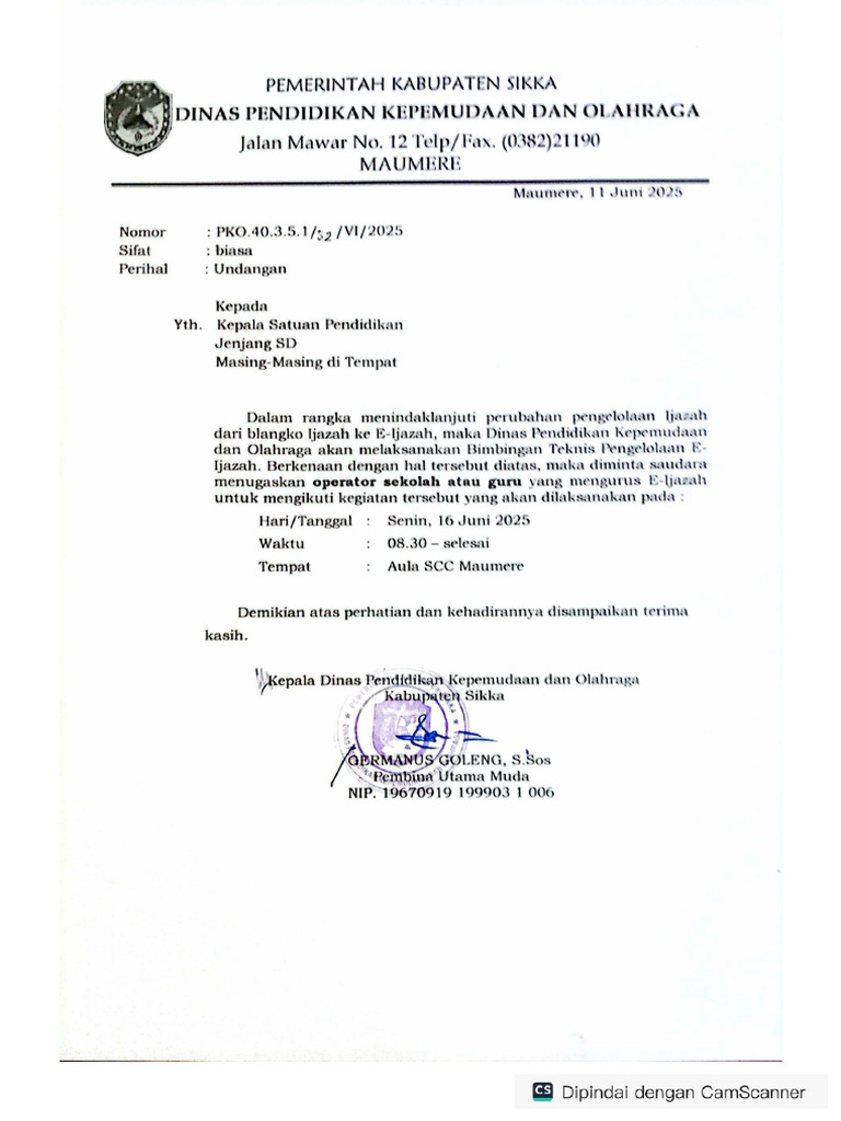 Undangan Operator Sekolah Atau Guru | PDF