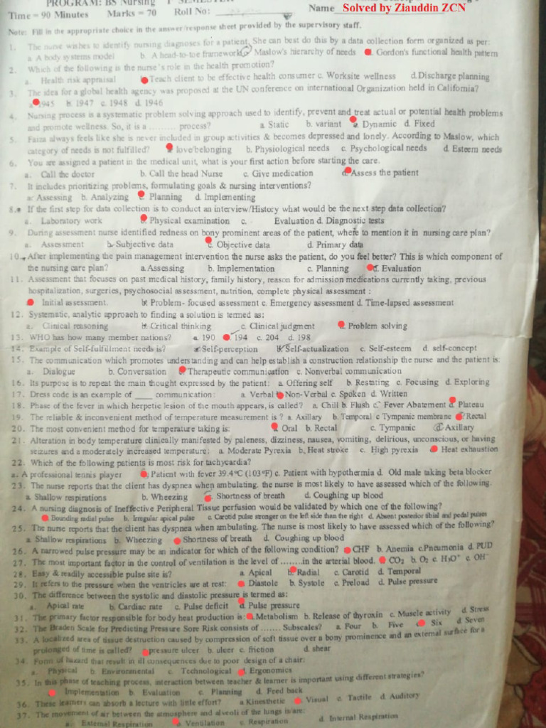 Fon 2023 Paper BSN 1st Semester | PDF