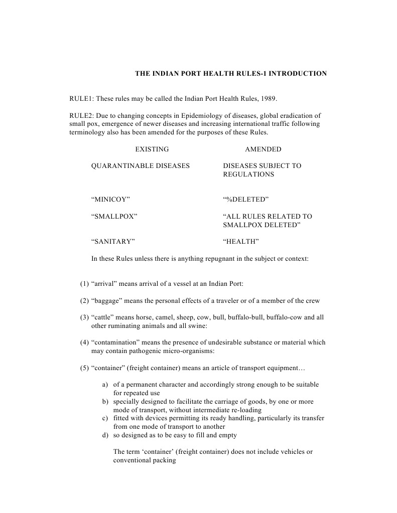 Indian Port Health Rules | PDF | Quarantine | Vaccination
