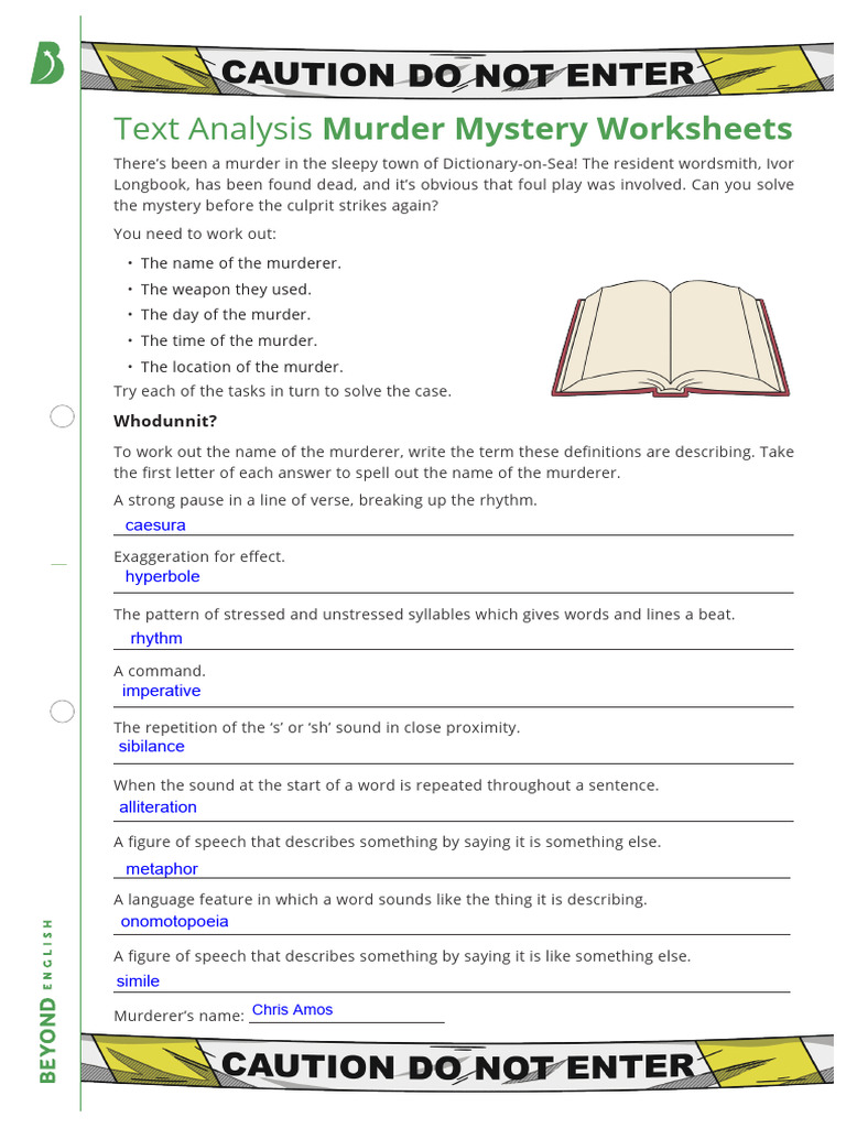 Murder Mystery Worksheet - Whodunnit | PDF