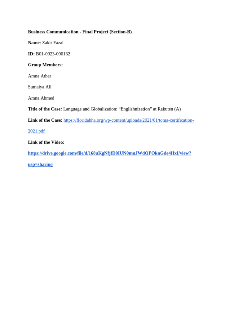 Business Communication-Final Project | PDF