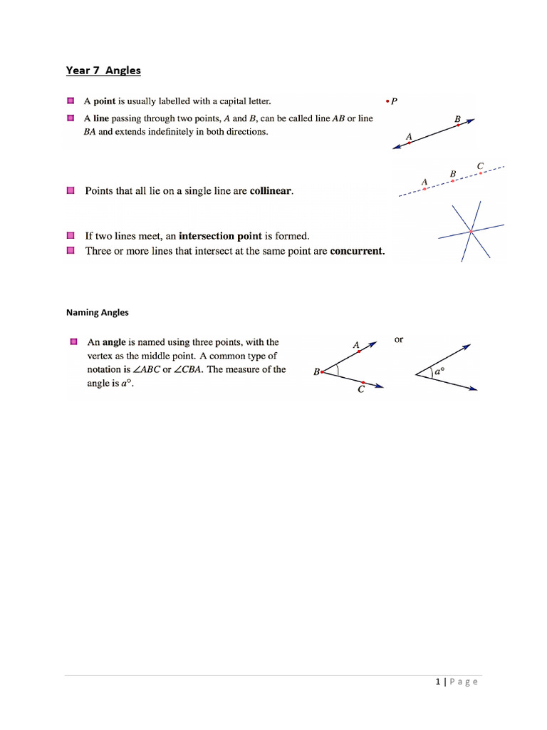 Year 7 Angles and Triangle Basics | PDF