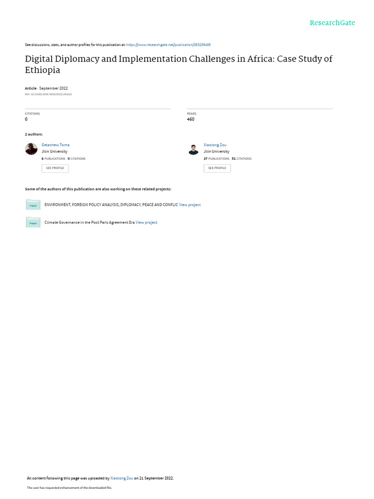 Digital Diplomacy and Implementation Challenges in Africa: Case Study of Ethiopia | PDF ...