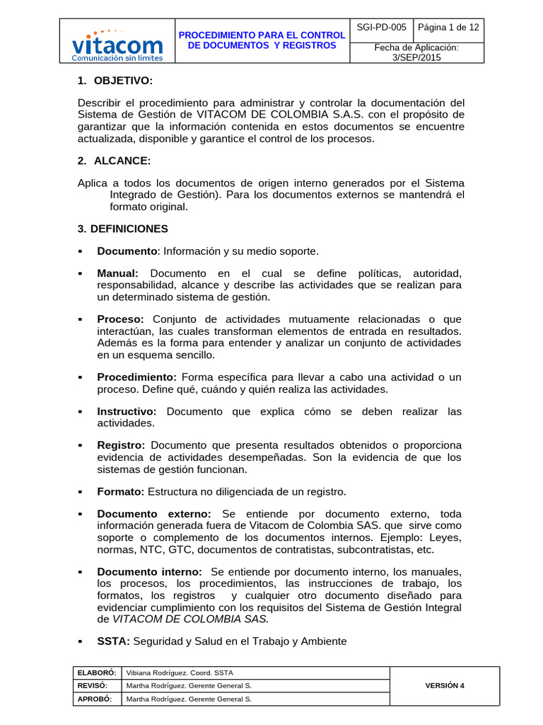 Sgi-Pd-005 Procedimiento para Control de Documentos y Registros v4 | PDF | Documento | Informática