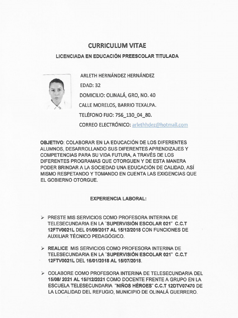 Curriculum Arleth Hernandez | PDF