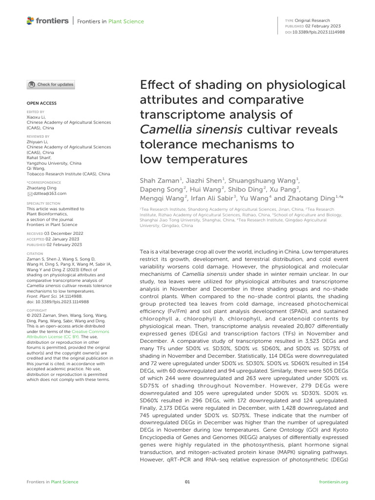 Effect of Shading On Physiological Attributes and Comparative ...