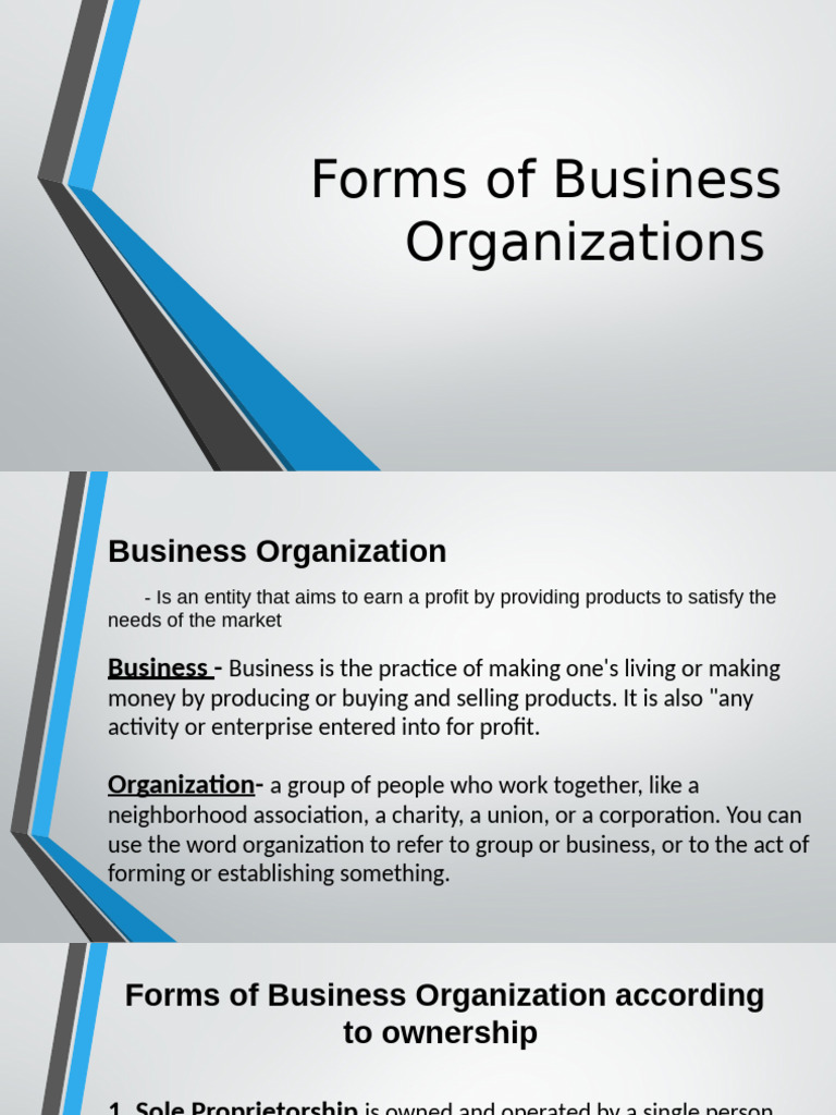 Forms of Business Organization | PDF | Business | Partnership