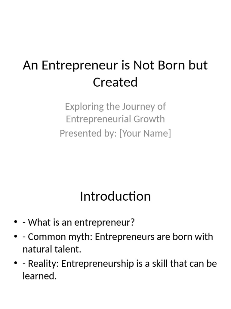 Debunking the Born Entrepreneur Myth | PDF