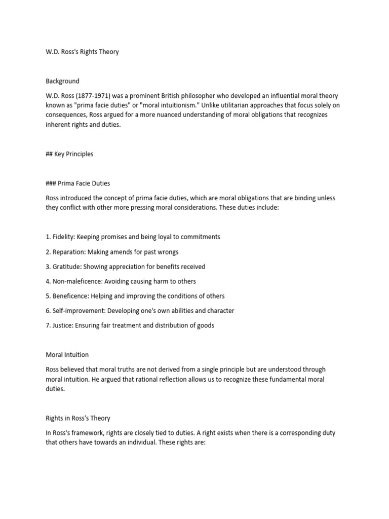 W.D. Ross's Moral Rights Theory Explained | PDF | Martin Heidegger ...