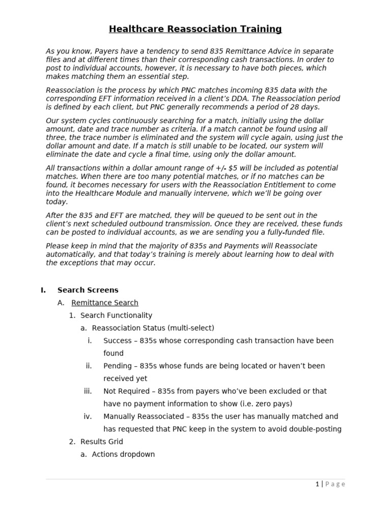 Healthcare Reassociation Training | PDF | Software | Computing