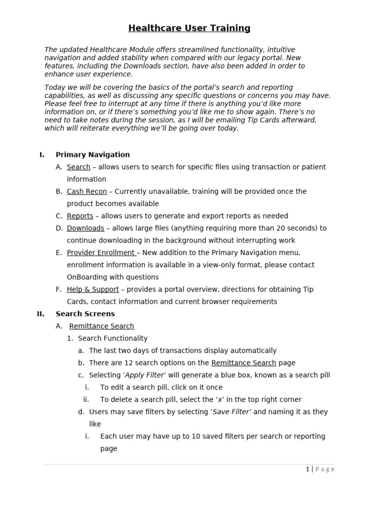 Healthcare Module User Training Guide | PDF | Software | Computing