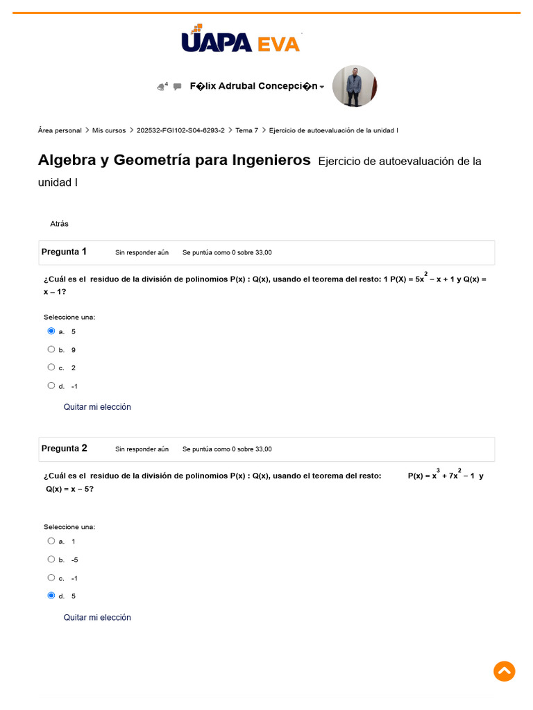 Ejercicio de Autoevaluación de La Unidad I | PDF