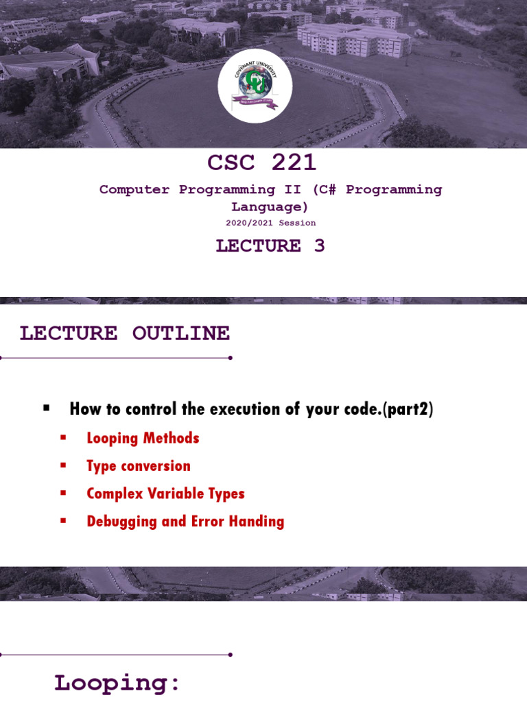 CSC 221 Lecture 3new - Part1 | PDF | Control Flow | Computer Engineering