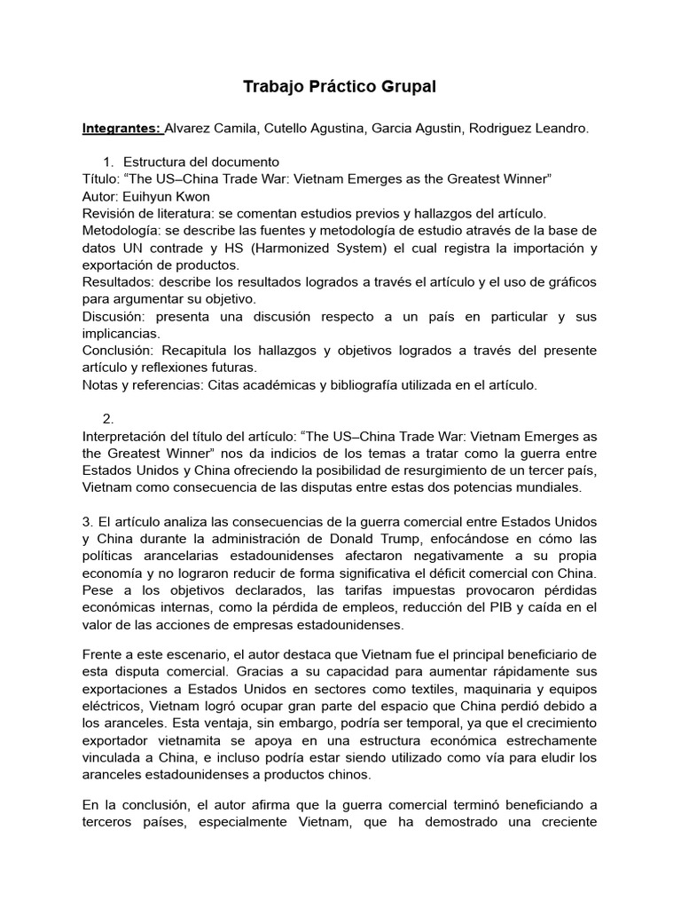 Trabajo Practico Grupal - Inglés | PDF | China | Política mundial