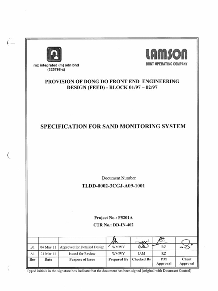 TLDD-0002-3CGJ-A09-1001-B1 - Spec For Sand Detector | PDF