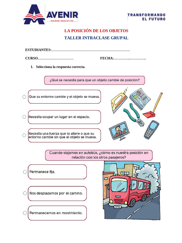 Taller 14-La Posición de Los Objetos | PDF