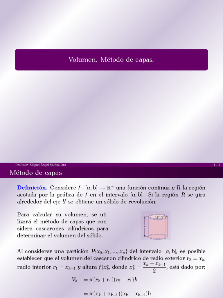 13-Clase Volumen Capas | PDF | Análisis matemático | Objetos matemáticos