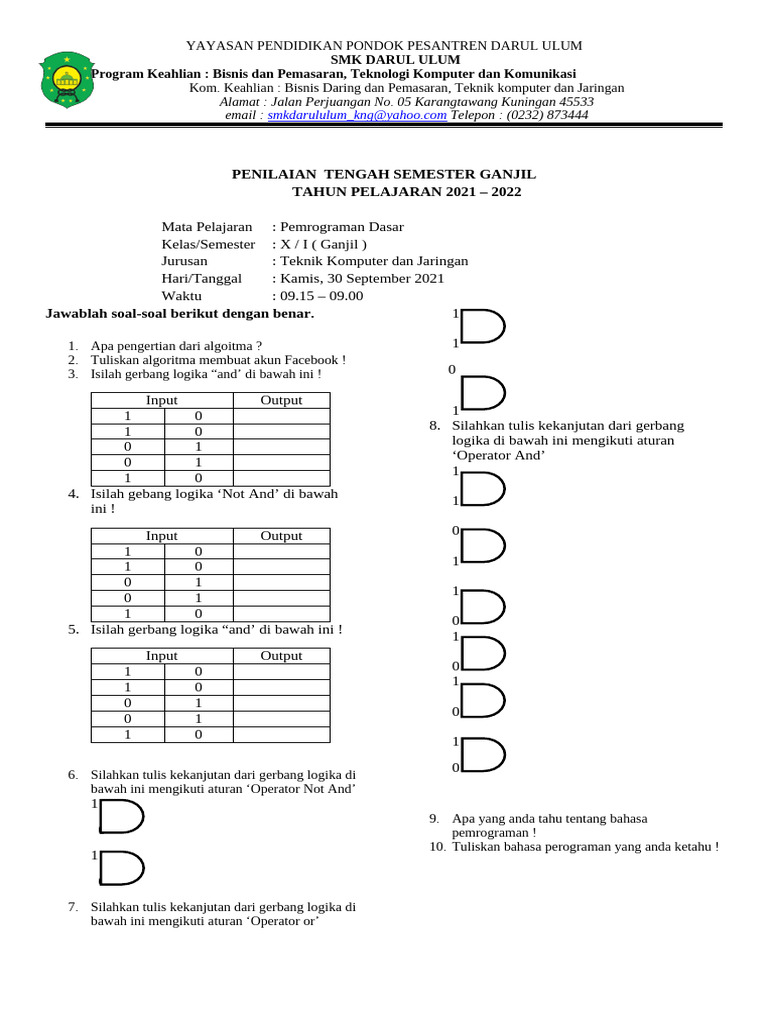 Soal PTS Pemrograman Dasar | PDF