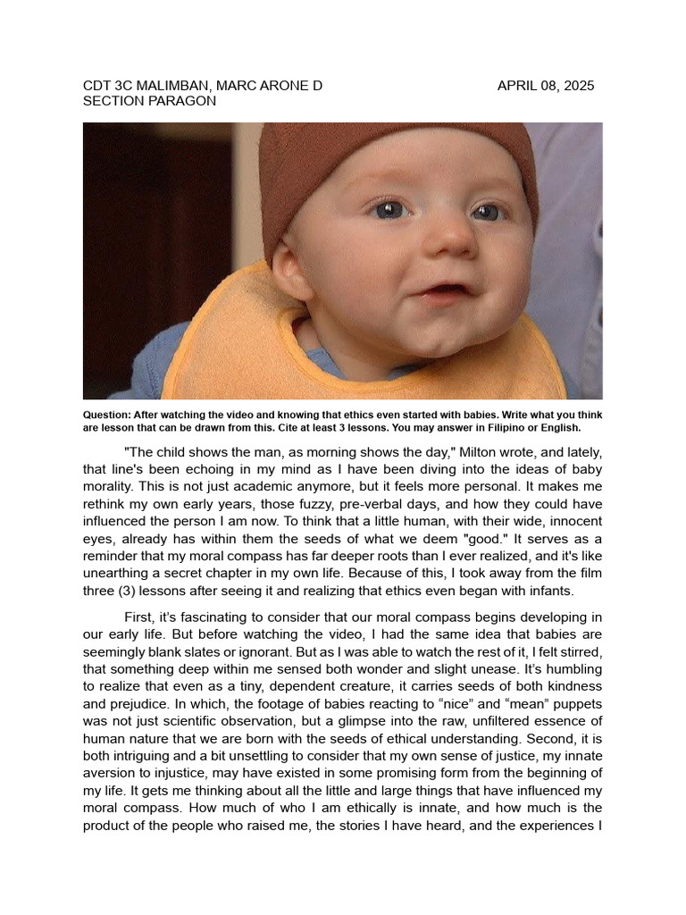 CDT 3c Malimban - Baby's Morality | PDF | Bias | Cognition
