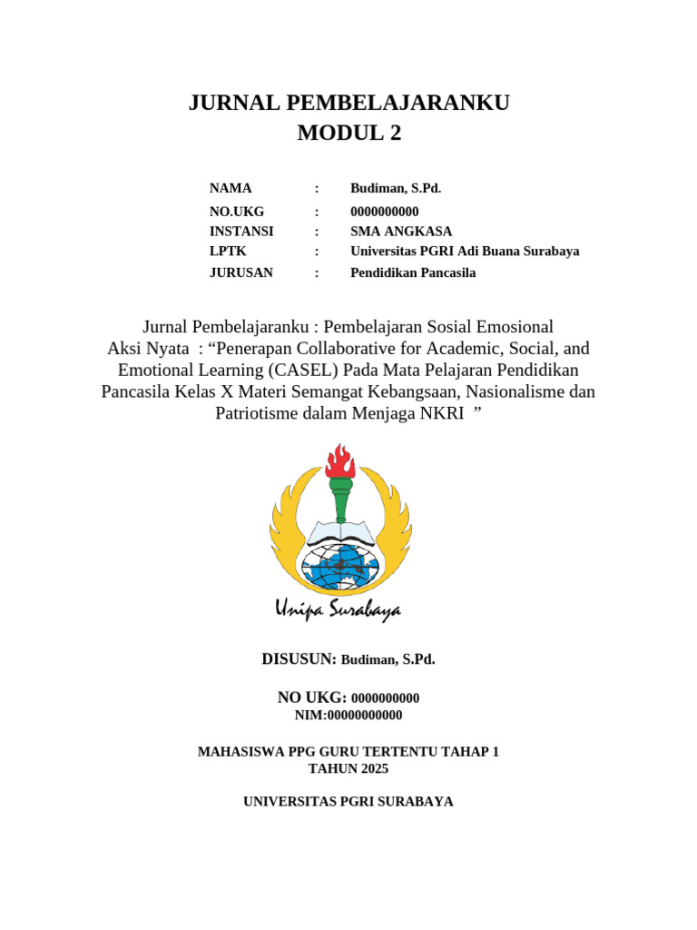 Contoh Jurnal Pembelajaran Modul 2 Pembelajaran Sosial Emosional | PDF