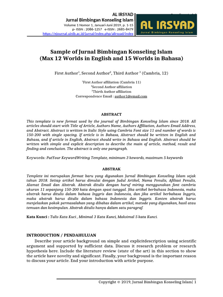 Template Jurnal Al Irsyad | PDF