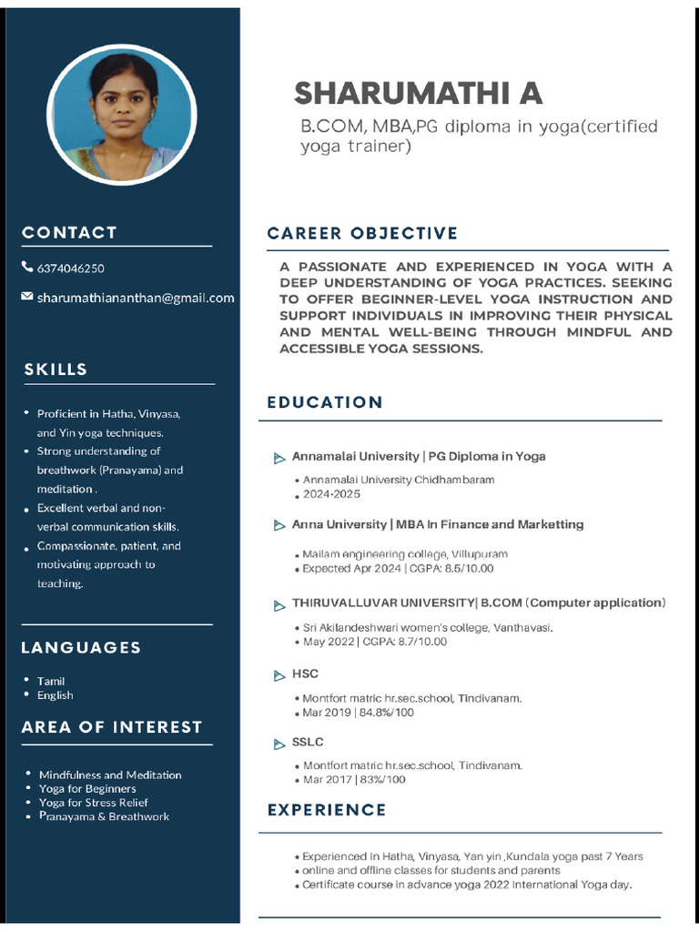 Yoga Resume | PDF