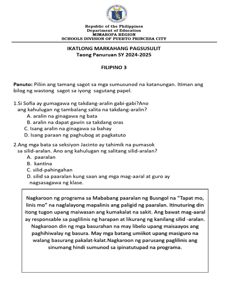 FIL 3 3rd-QA 2025 | PDF