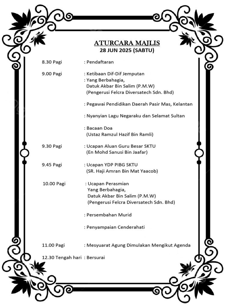 Aturcara Majlis 2025 2 | PDF