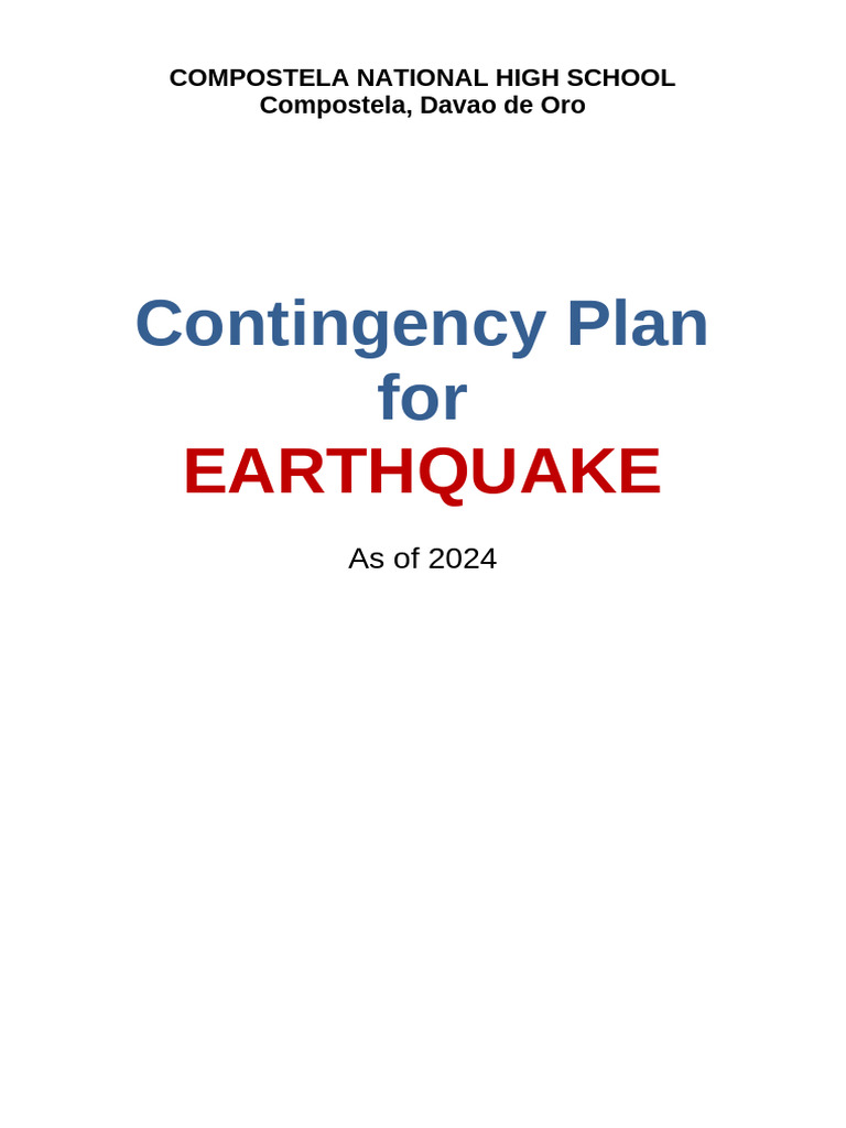 CNHS Earthquake Contingency Plan 2024 | PDF | Earthquakes | Emergency ...