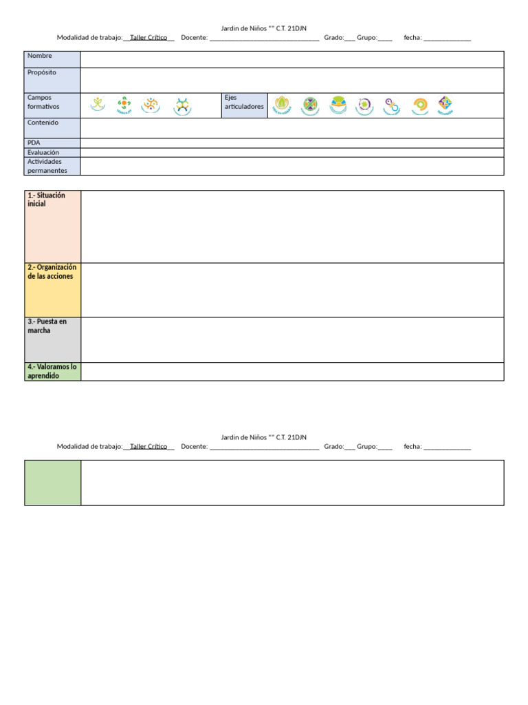 Taller Crítico En Jardín De Niños Pdf