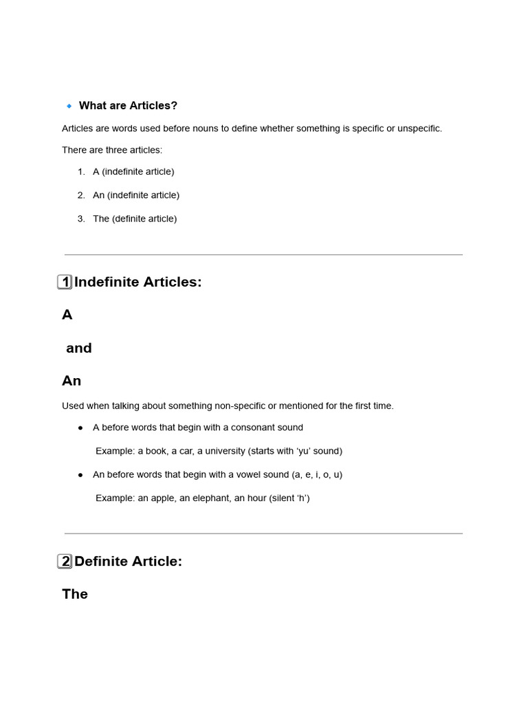 English Grammar - Articles PDF | PDF