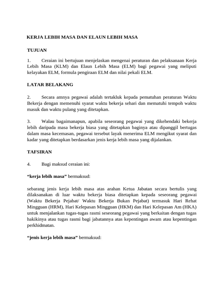 MyPPSM SSPA Waktu Bekerja Elaun Lebih Masa | PDF