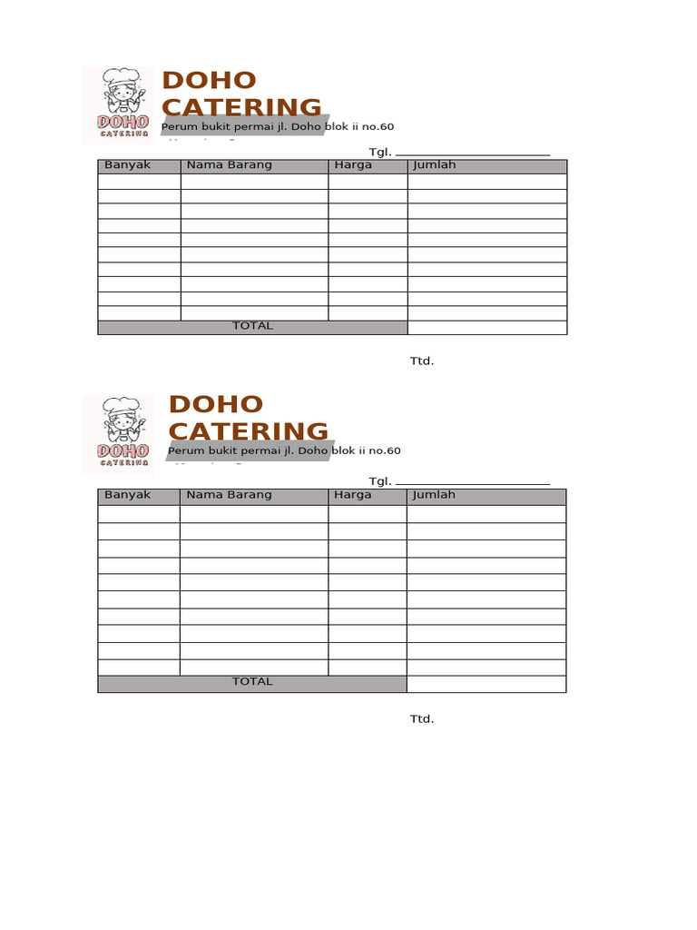 Nota Catering | PDF