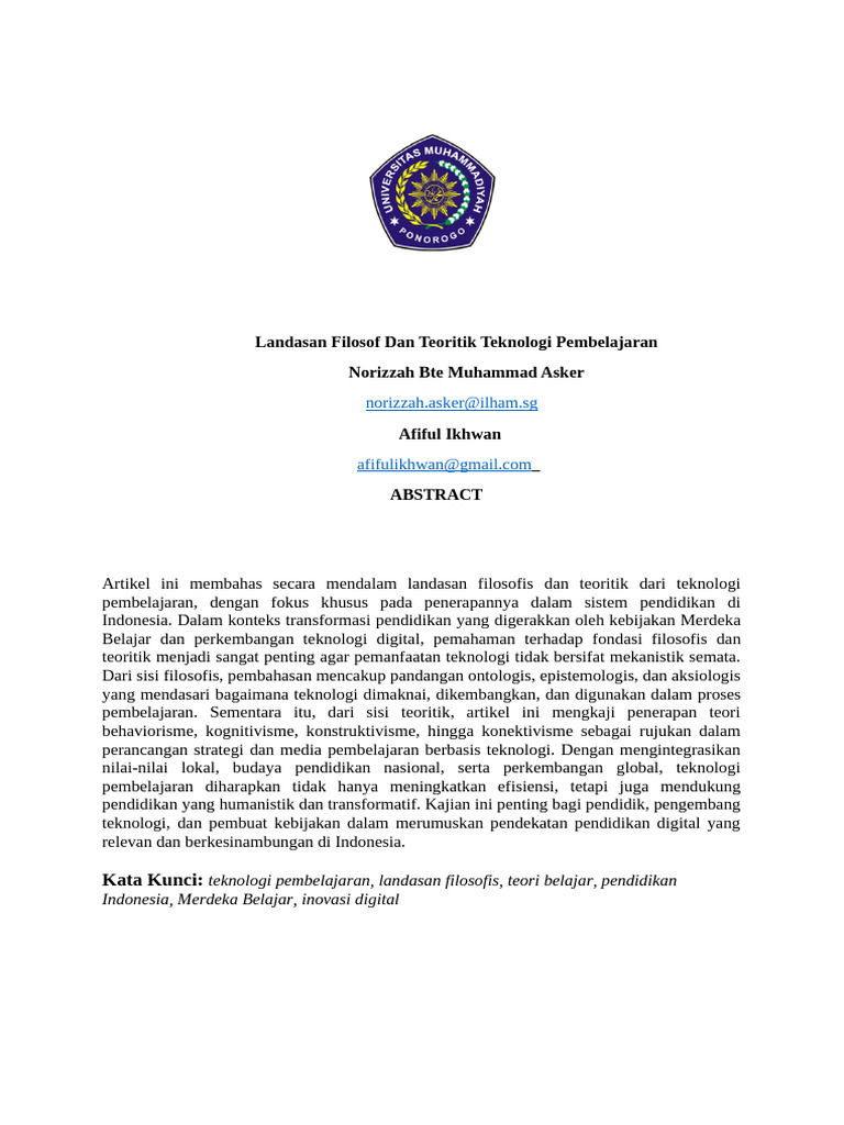 Landasan Filosof Dan Teoritik Teknologi Pembelajaran - DR Afiful | PDF