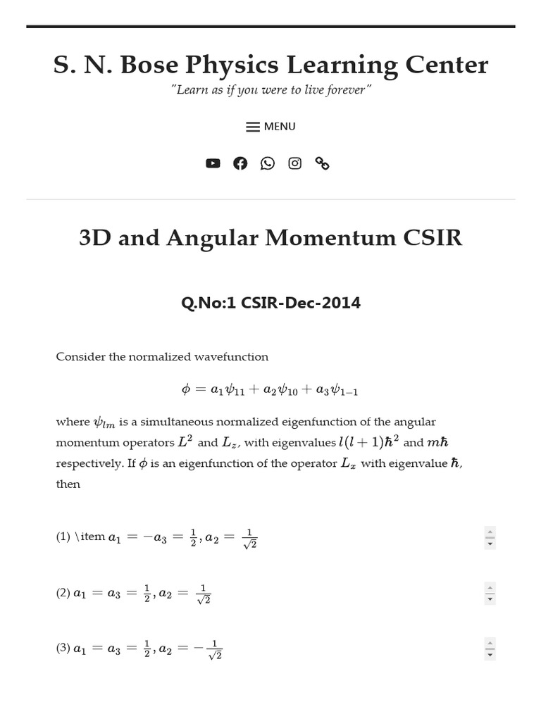 S.N. Bose Physics Learning Center: 3D Momentum | PDF | Hamiltonian ...