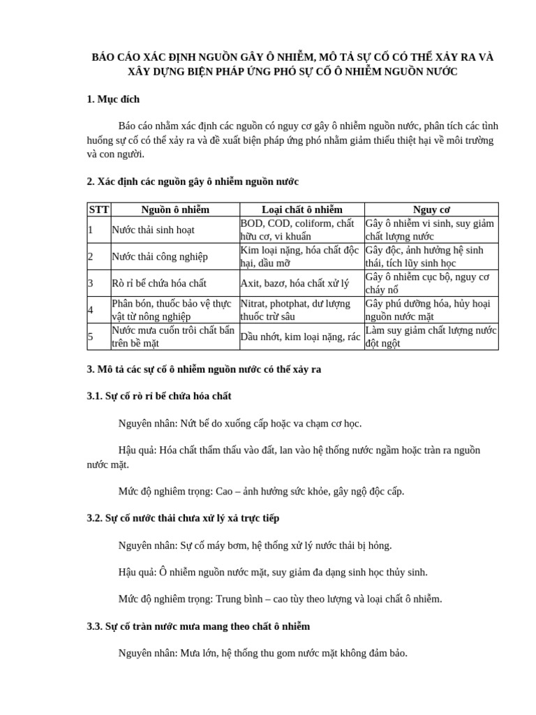 Bao Cao Xac Dinh Cac Nguon o Nhiem | PDF