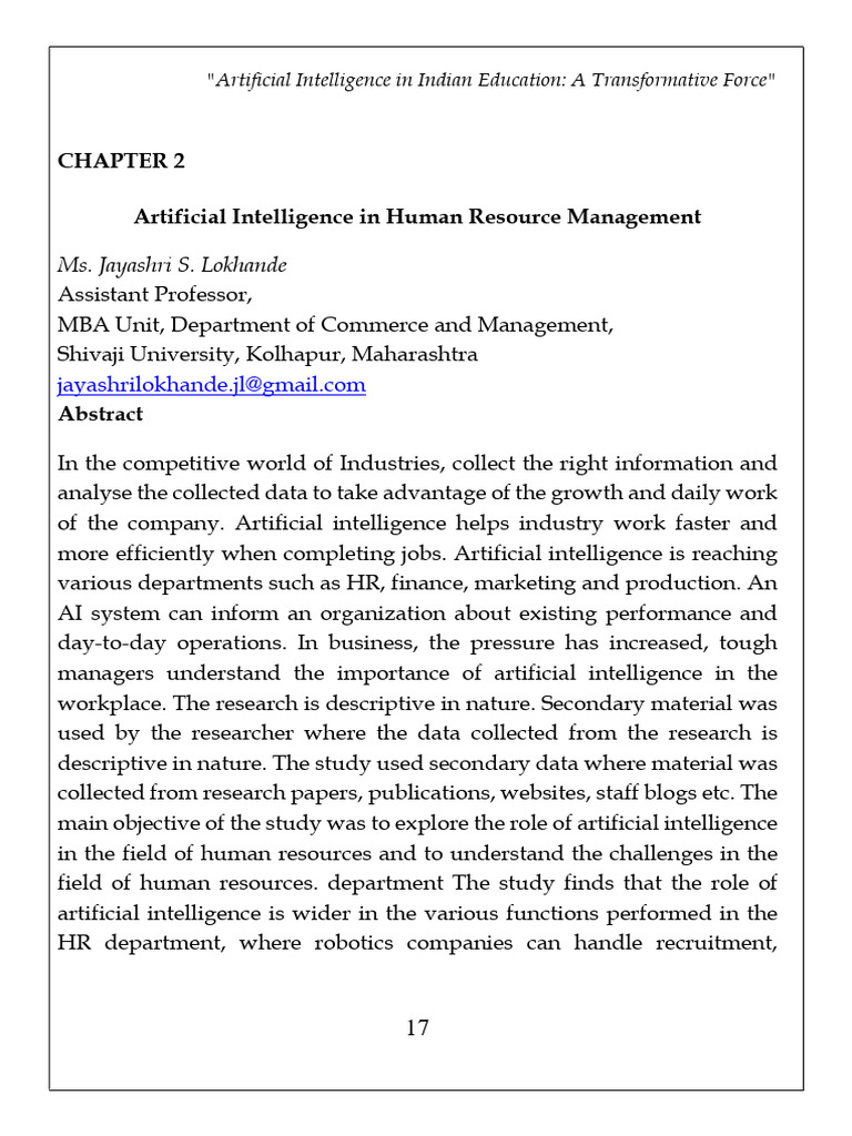 AI in Human Resource Management | PDF | Artificial Intelligence ...