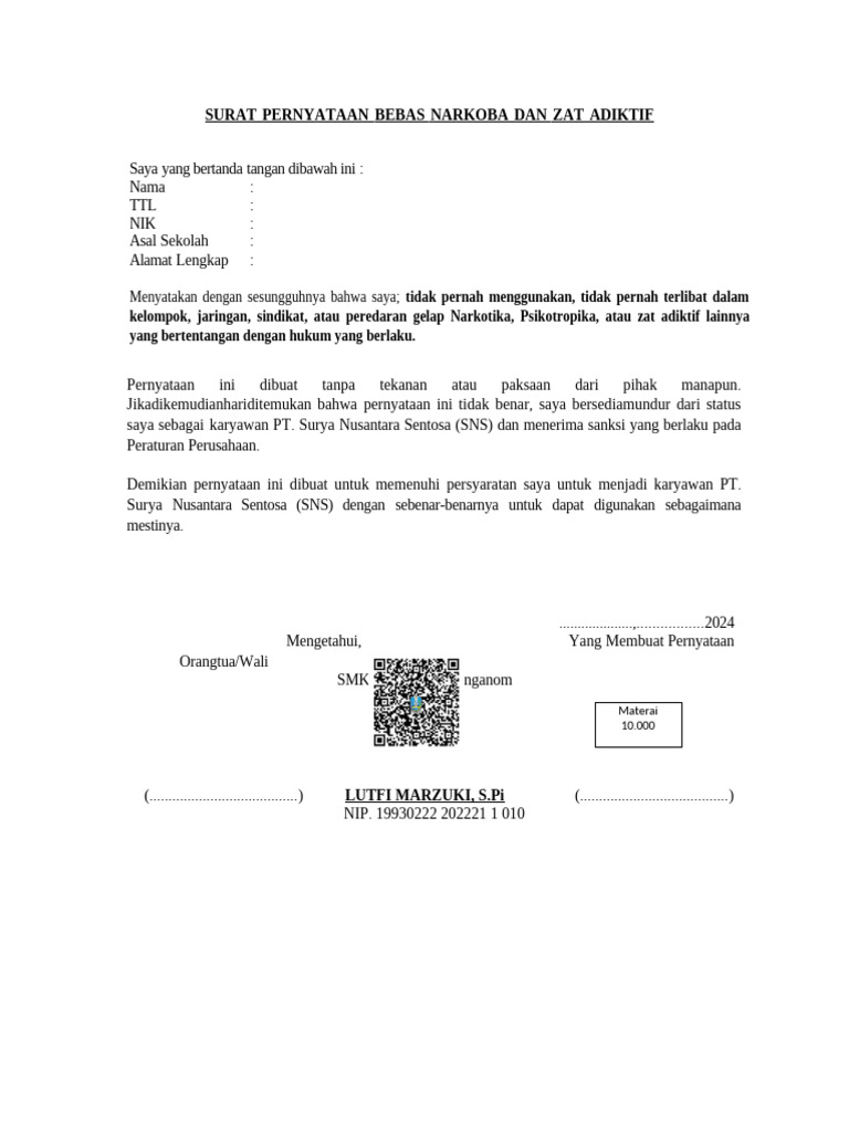 Dokumen Pendukung Rekrutmen Mekanik PT. SNS | PDF