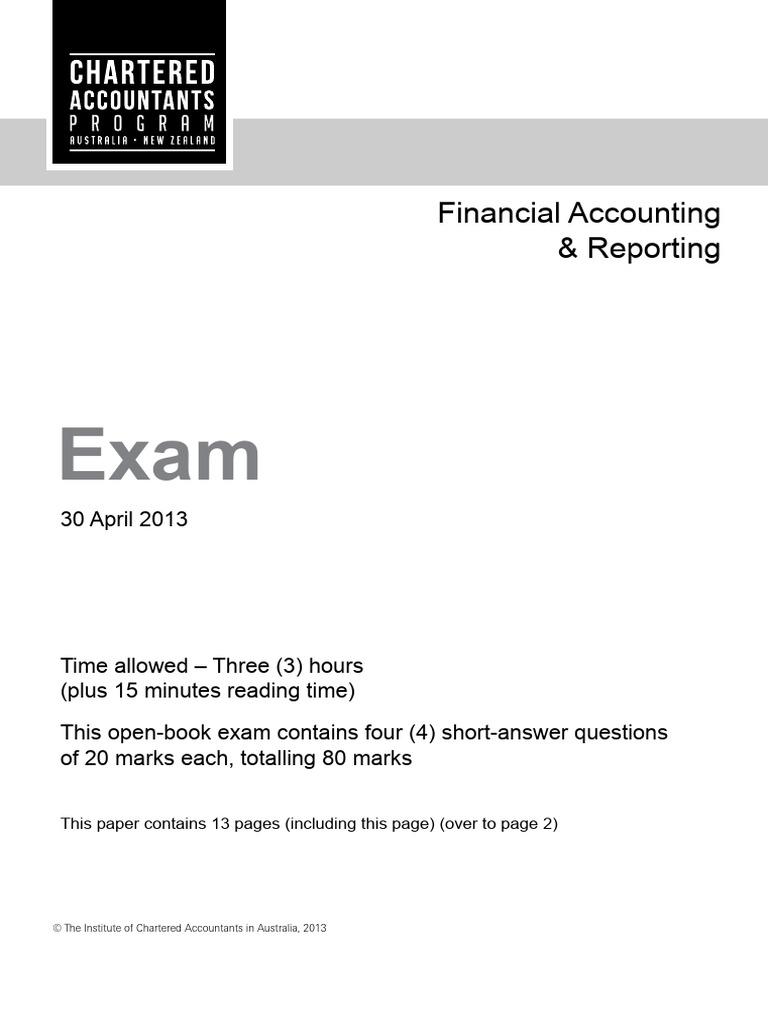 Financial Accounting Exam Paper 2013 | PDF | Financial Accounting ...