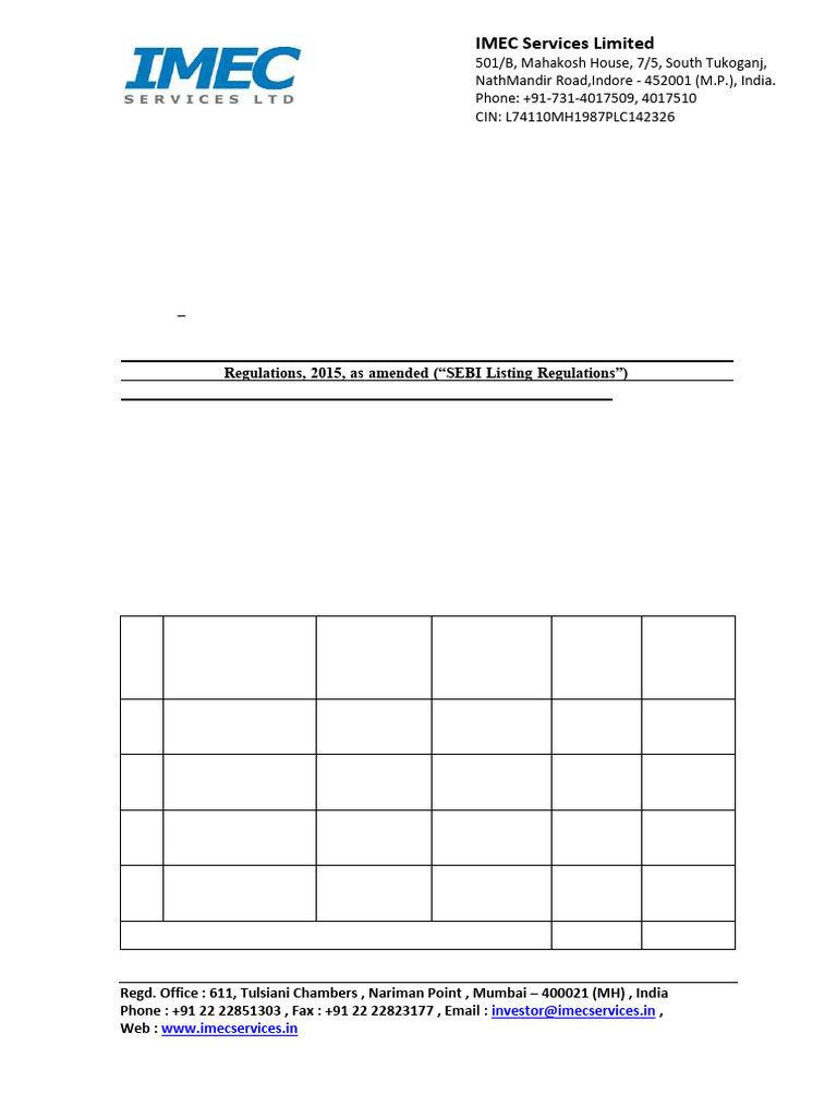 IMEC Services Limited | PDF | Equity Securities | Knowledge Economy
