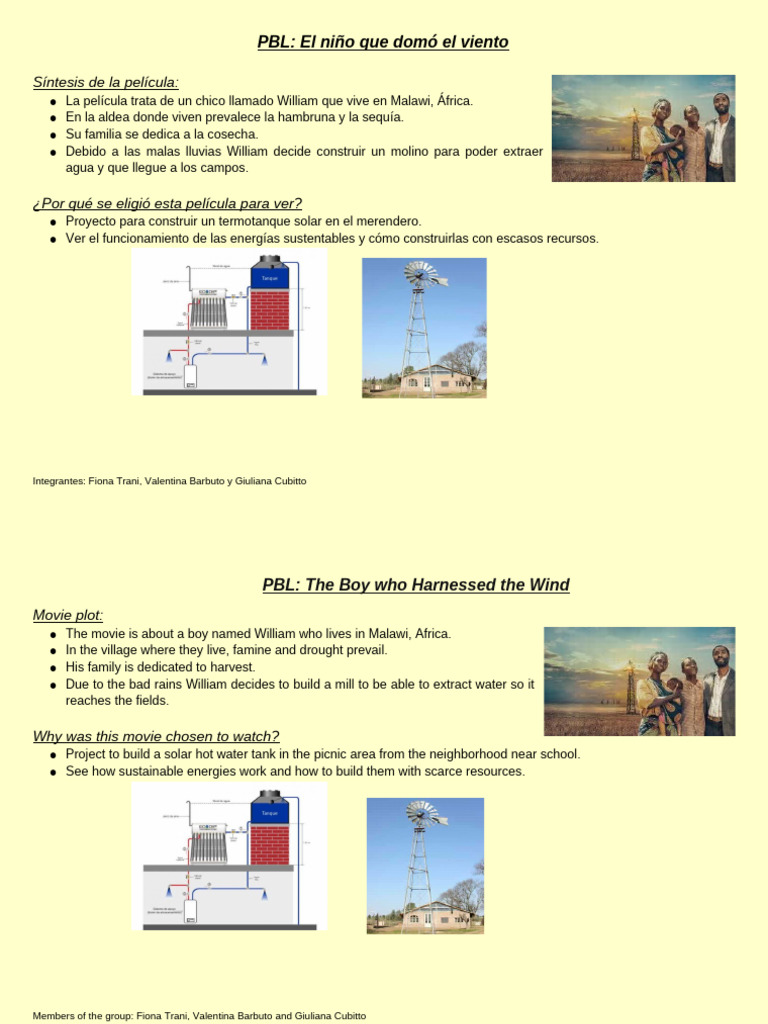 El Niño Que Domó El Viento Sinopsis | PDF